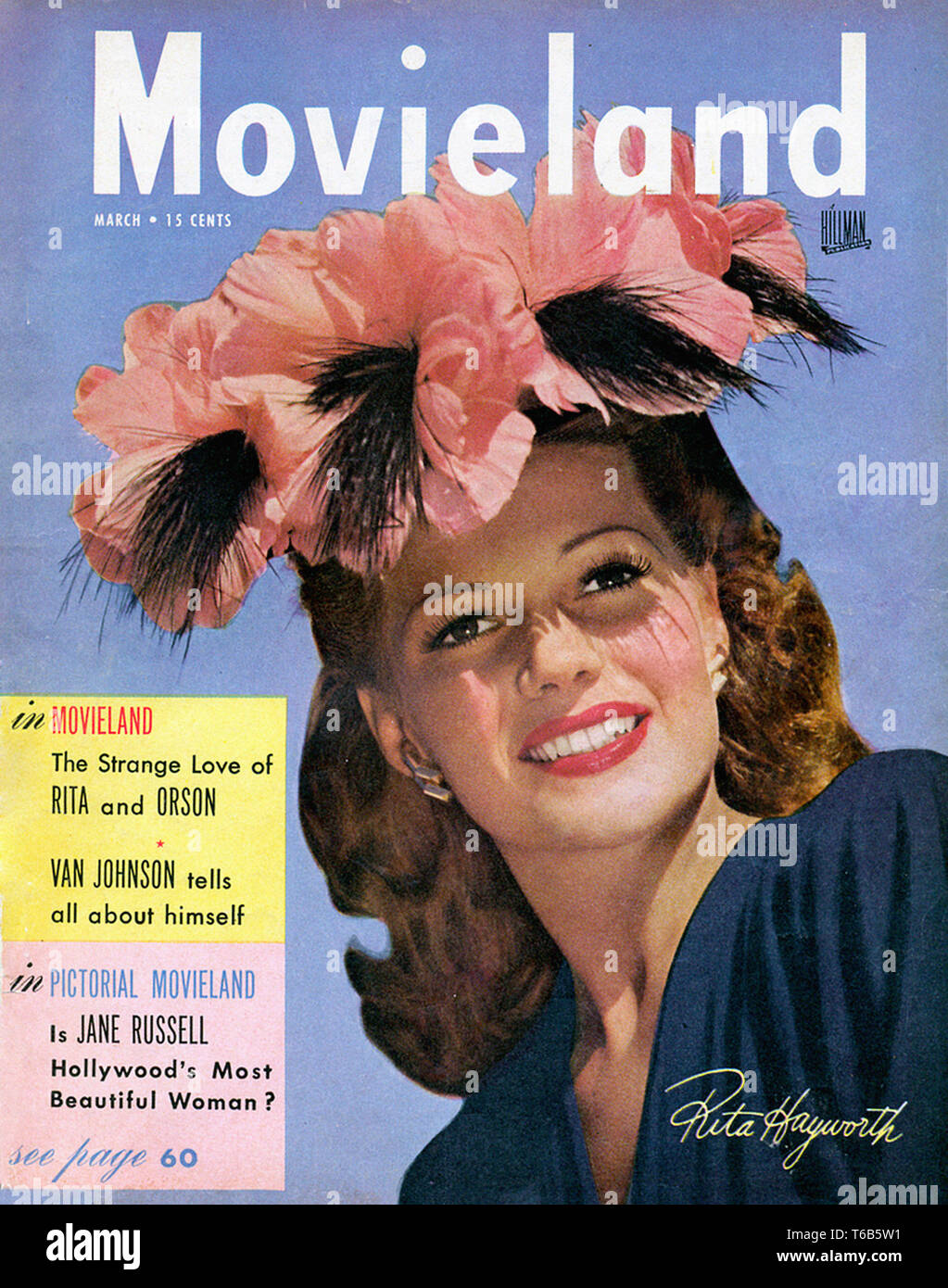Vintage movie magazine cover - Movieland - Rita Hayworth Stock Photo ...