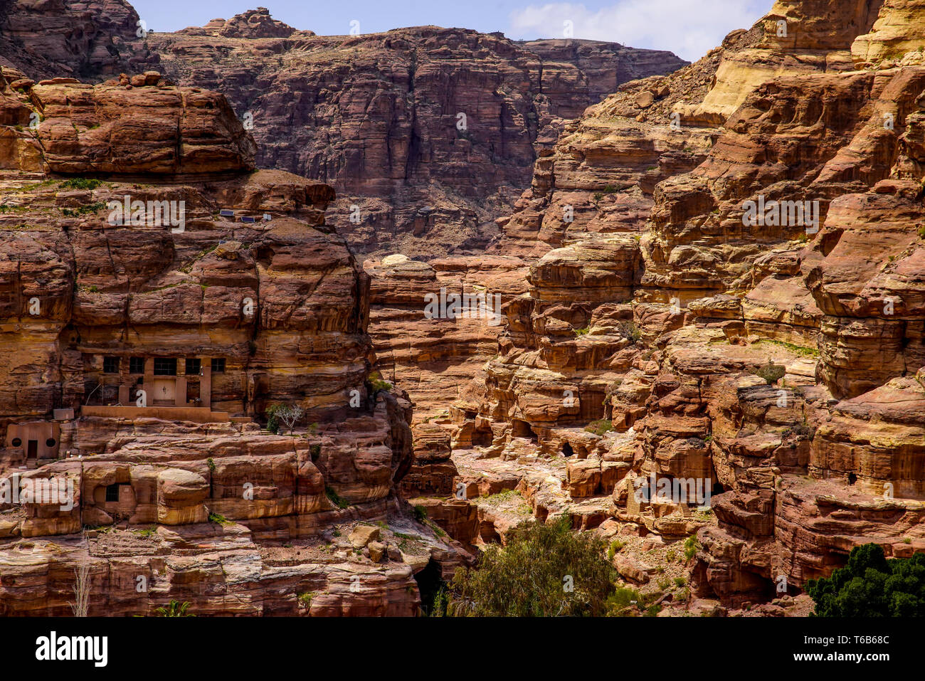 Dramatic landscape of Petra and ancient caverns and tombs, Petra city ...