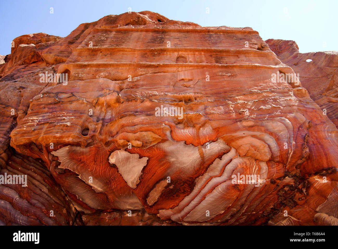 Rose Red Rock Tomb facade, Street of Facades, Petra Jordan Stock Photo ...
