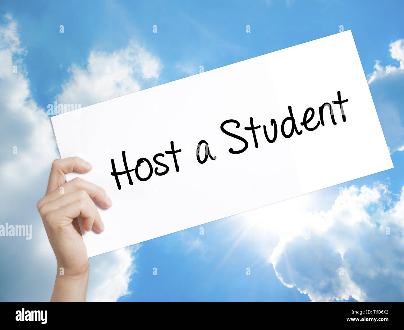 Host a Student Sign on white paper. Man Hand Holding Paper with text ...