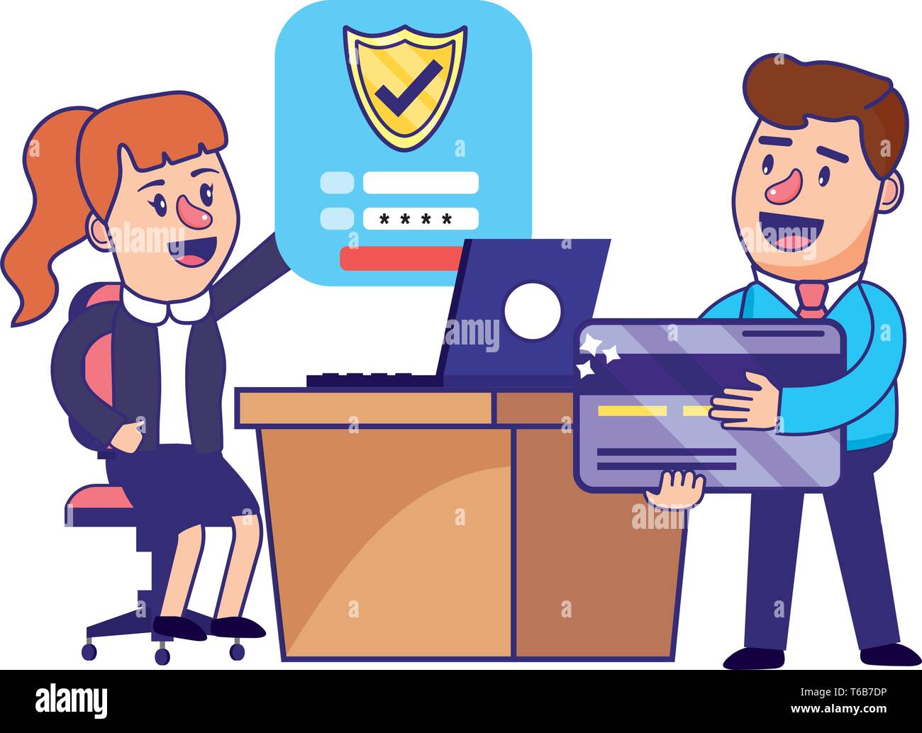 Banking teamwork financial planning work desk laptop and credit card ...