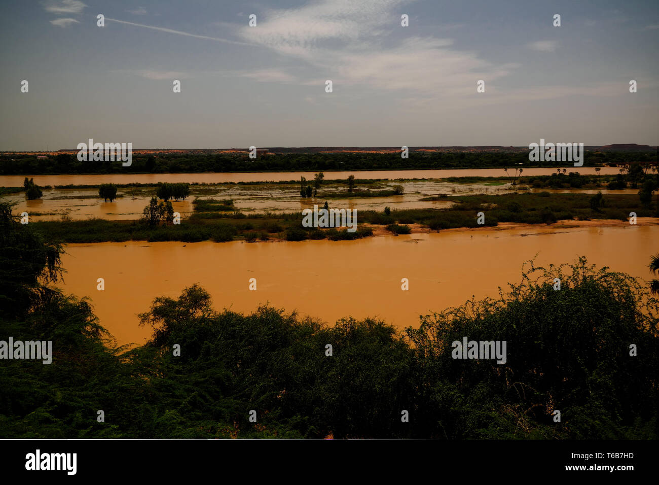 Aerial view to Niger river in Niamey , Niger Stock Photo - Alamy