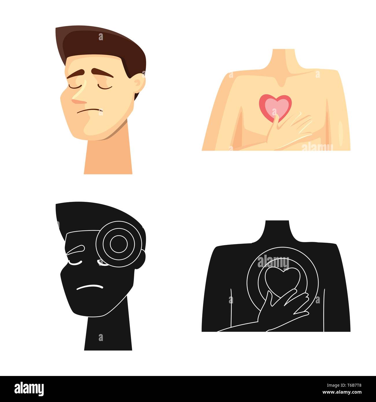 Vector illustration of hospital and rendering symbol. Set of hospital ...