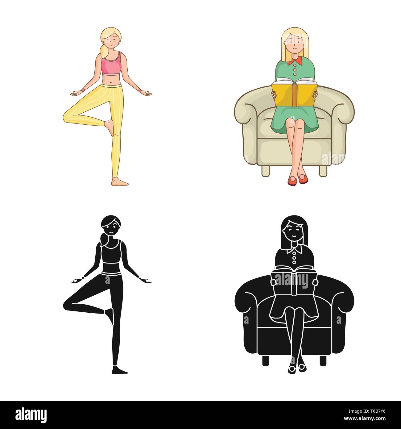 Isolated object of posture and mood icon. Collection of posture and ...