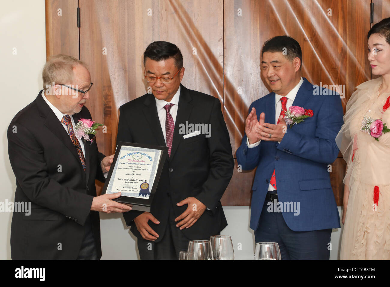 Los Angeles, Calif. USA. 28th April, 2019. Harrison Engle, Jingma Fan ...