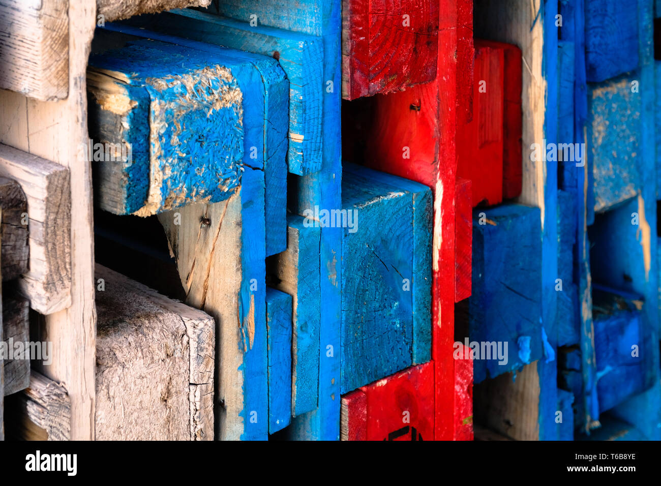 Colour coded pallets in Comares, Axarquia, Andalucia, Spain Stock Photo ...