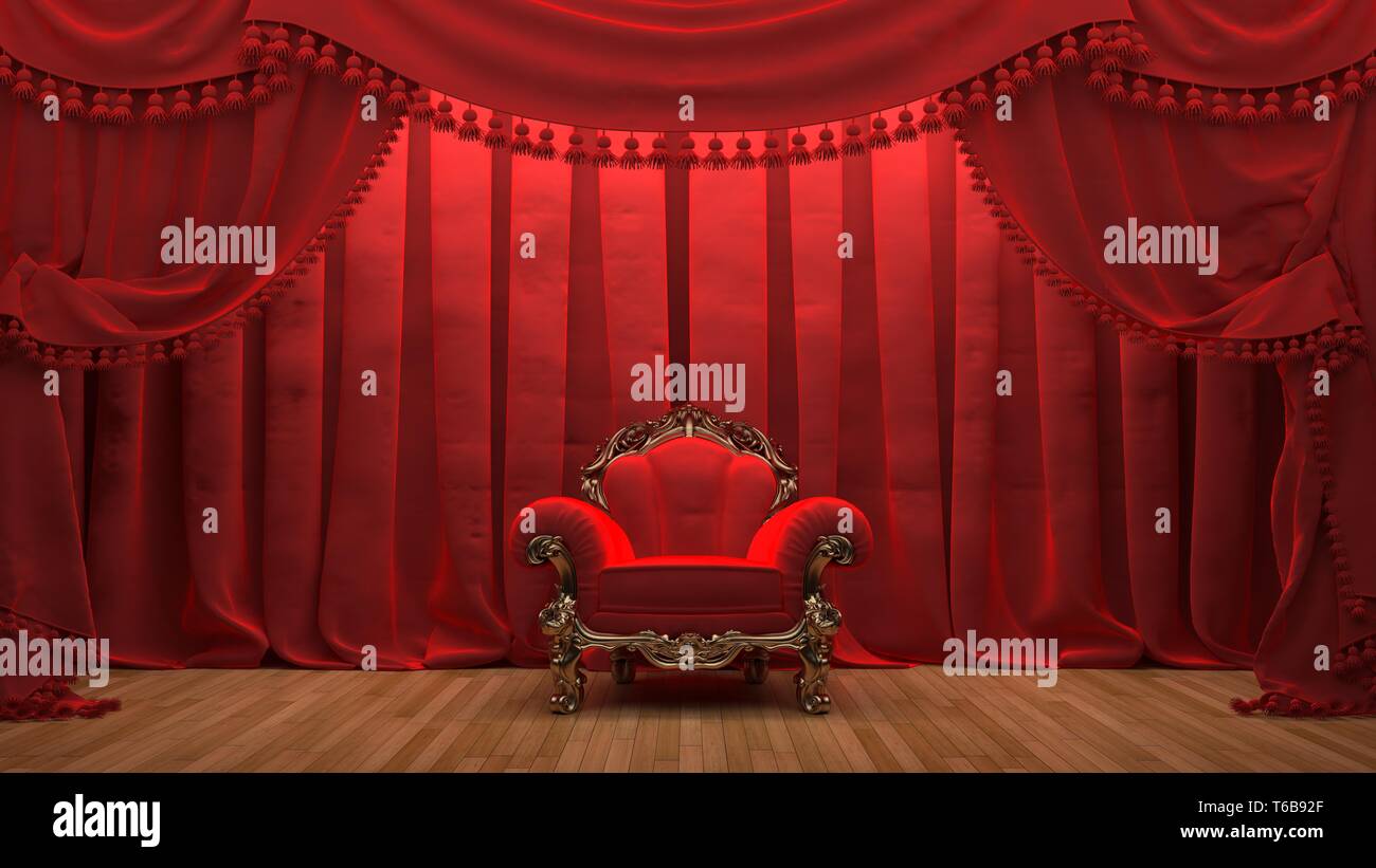 red velvet curtain opening the scene Stock Photo - Alamy