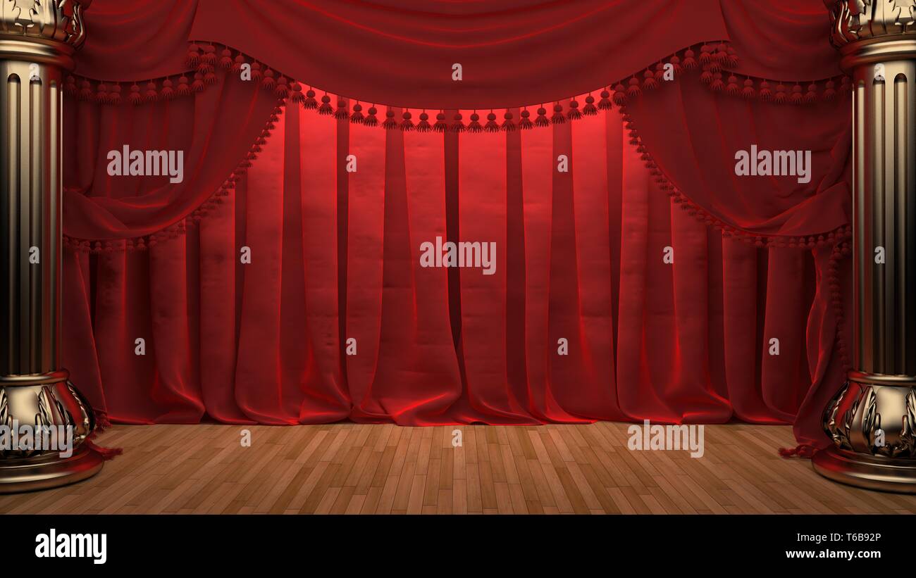 red velvet curtain opening the scene Stock Photo - Alamy