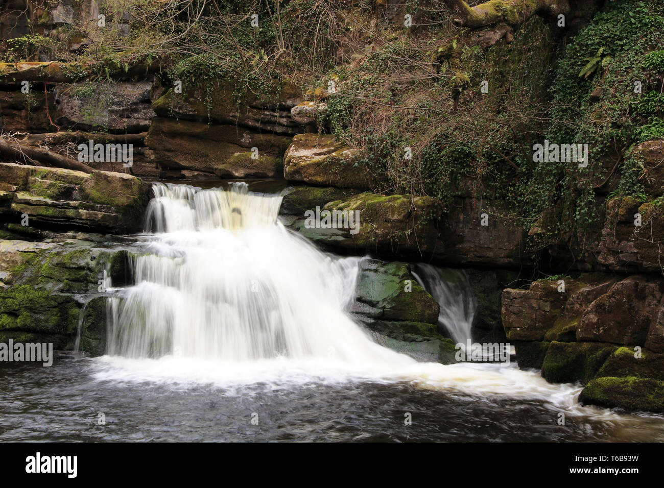 Waterfall at Pontsarn Stock Photo - Alamy