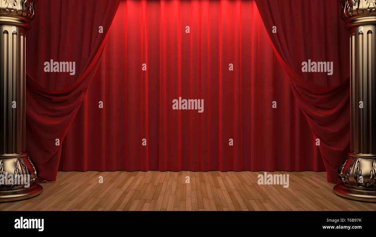 red velvet curtain opening the scene Stock Photo - Alamy