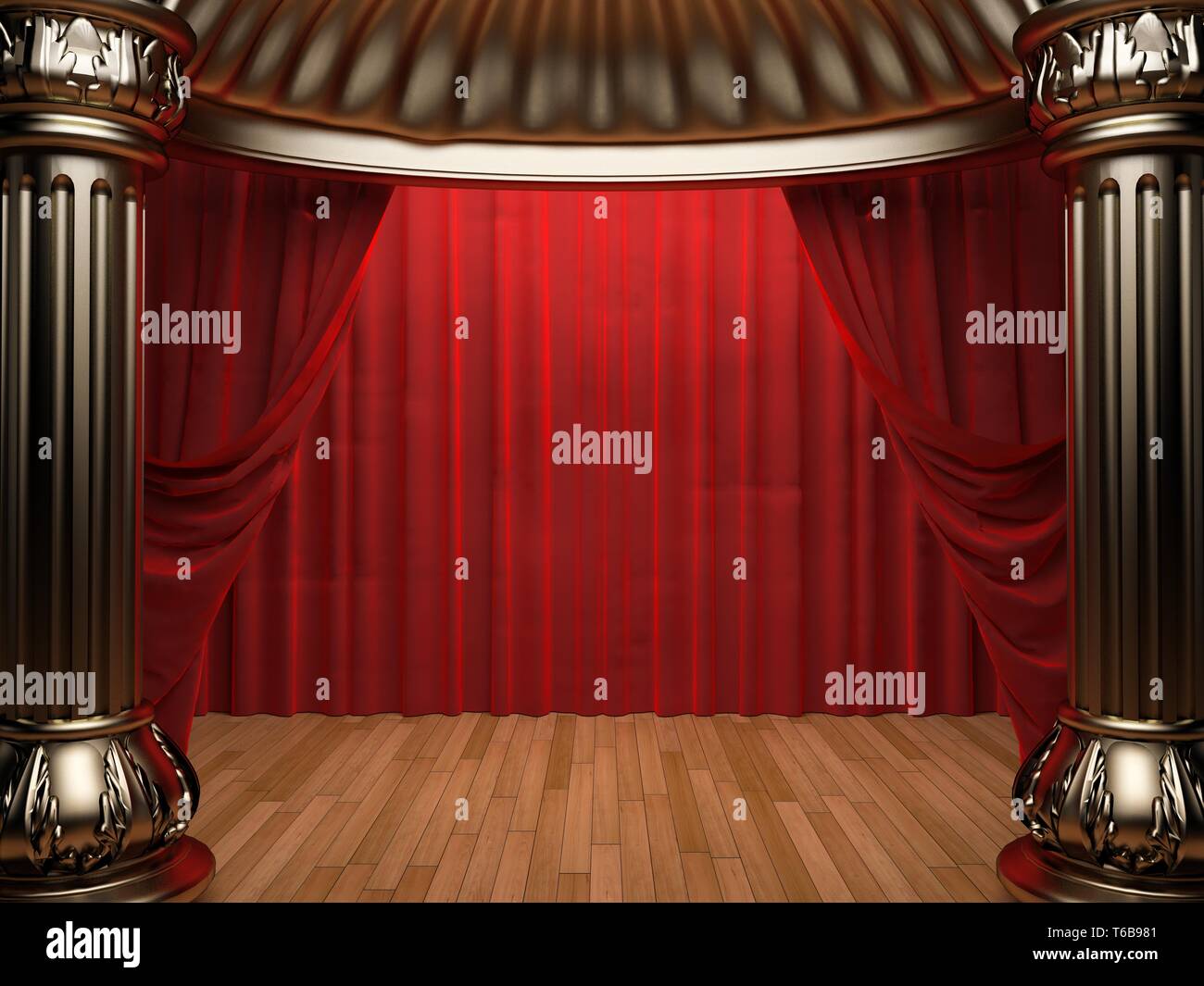 red velvet curtain opening the scene Stock Photo - Alamy