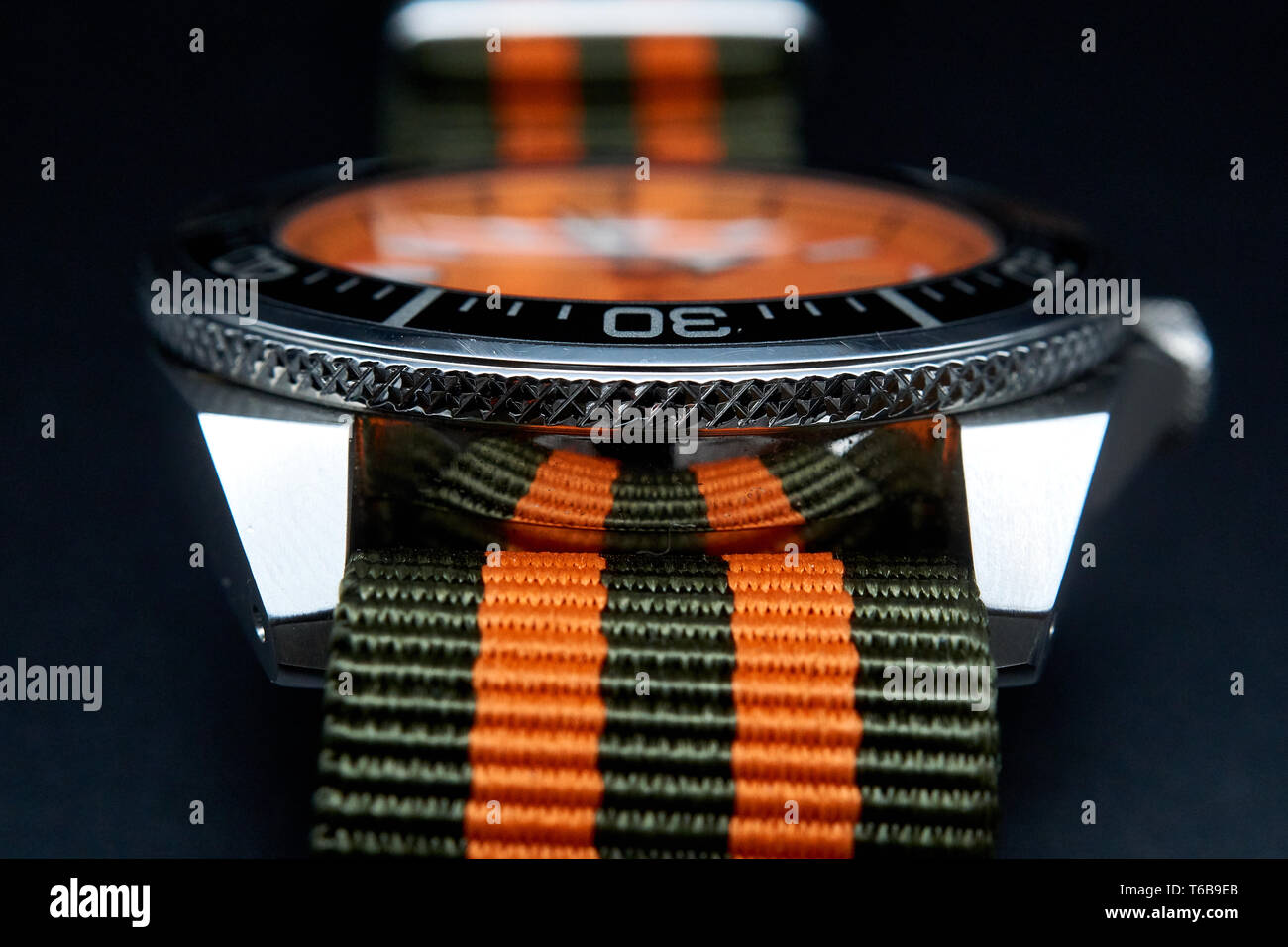 seiko samurai diver watch with orange dial Stock Photo - Alamy