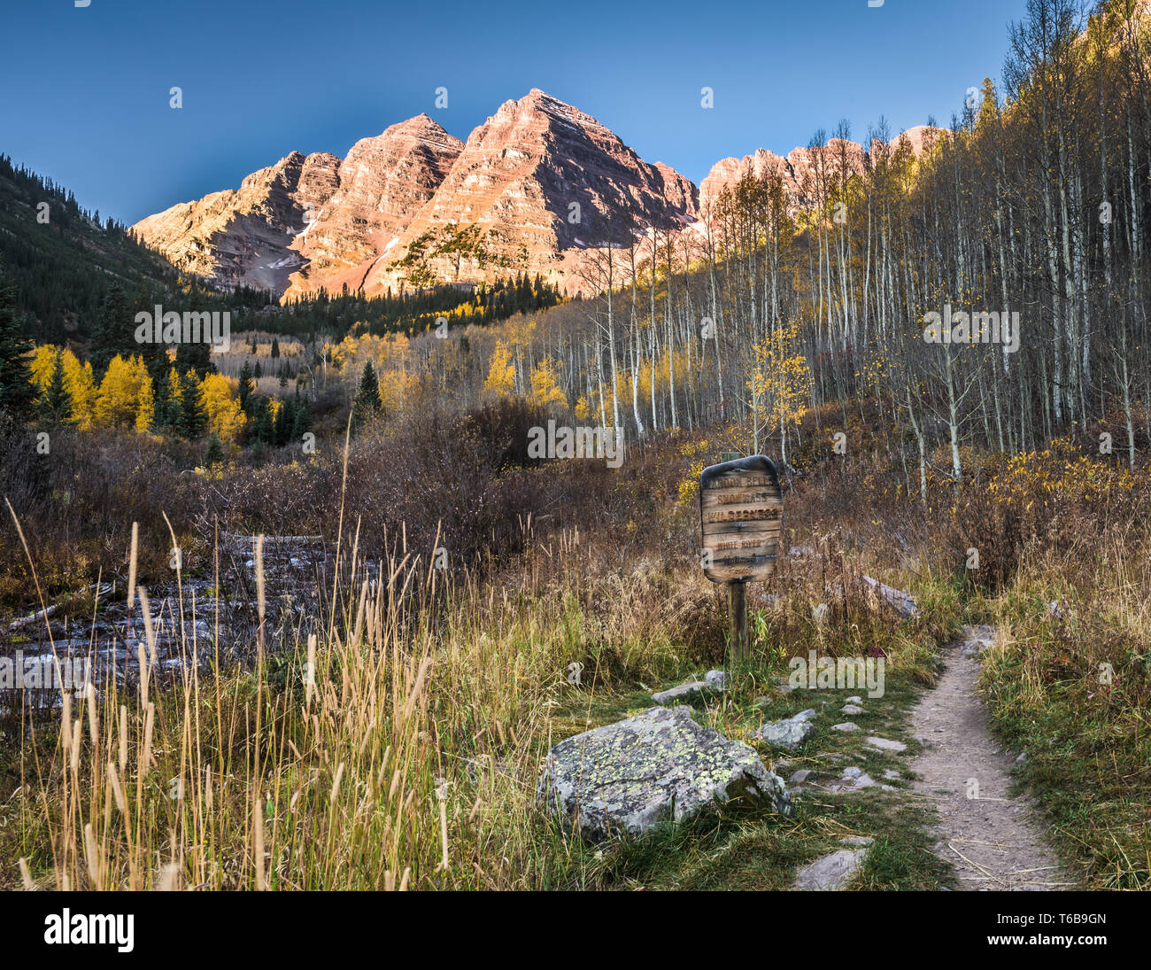 Maroon Bells in the White Mountain National Forest of Colorado Stock ...