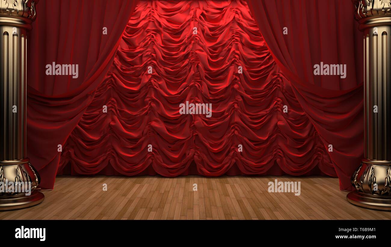 red velvet curtain opening the scene Stock Photo - Alamy