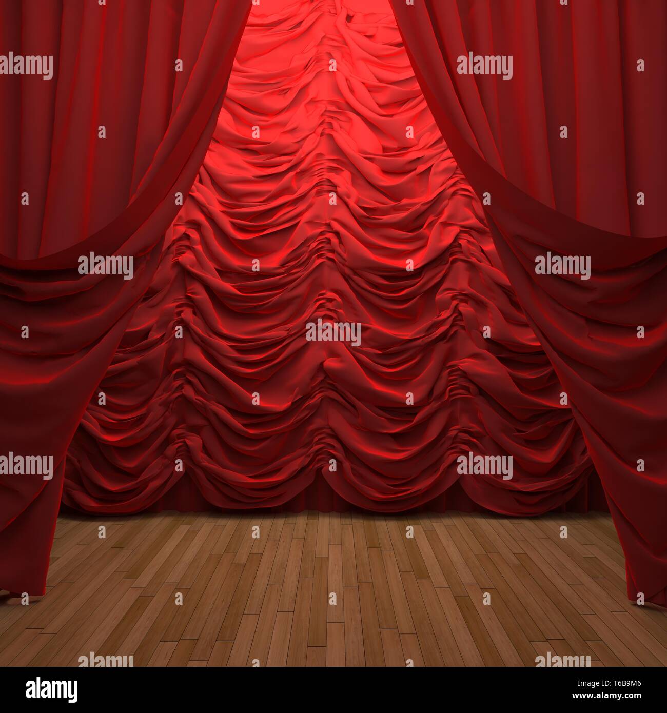 red velvet curtain opening the scene Stock Photo - Alamy