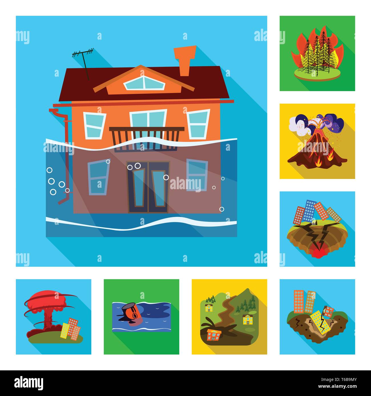 Vector design of collapse and environment icon. Set of collapse and ...