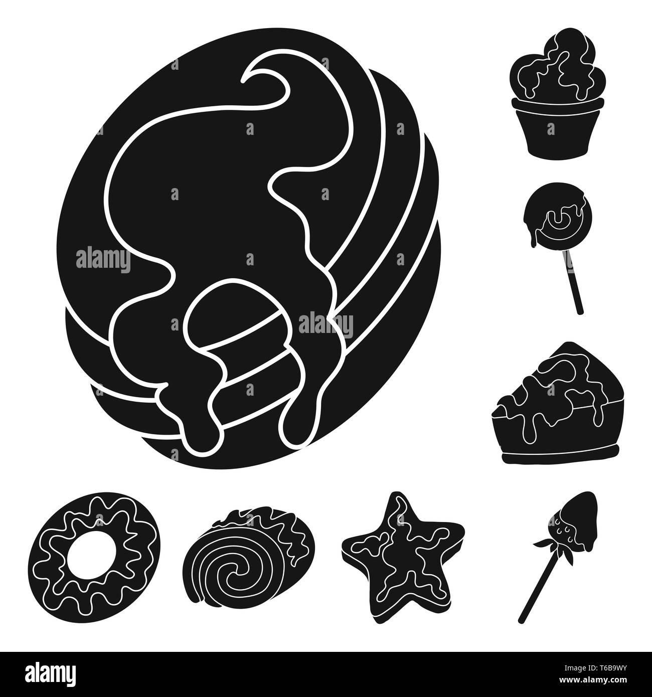 Isolated object of sweetness and product icon. Set of sweetness and ...