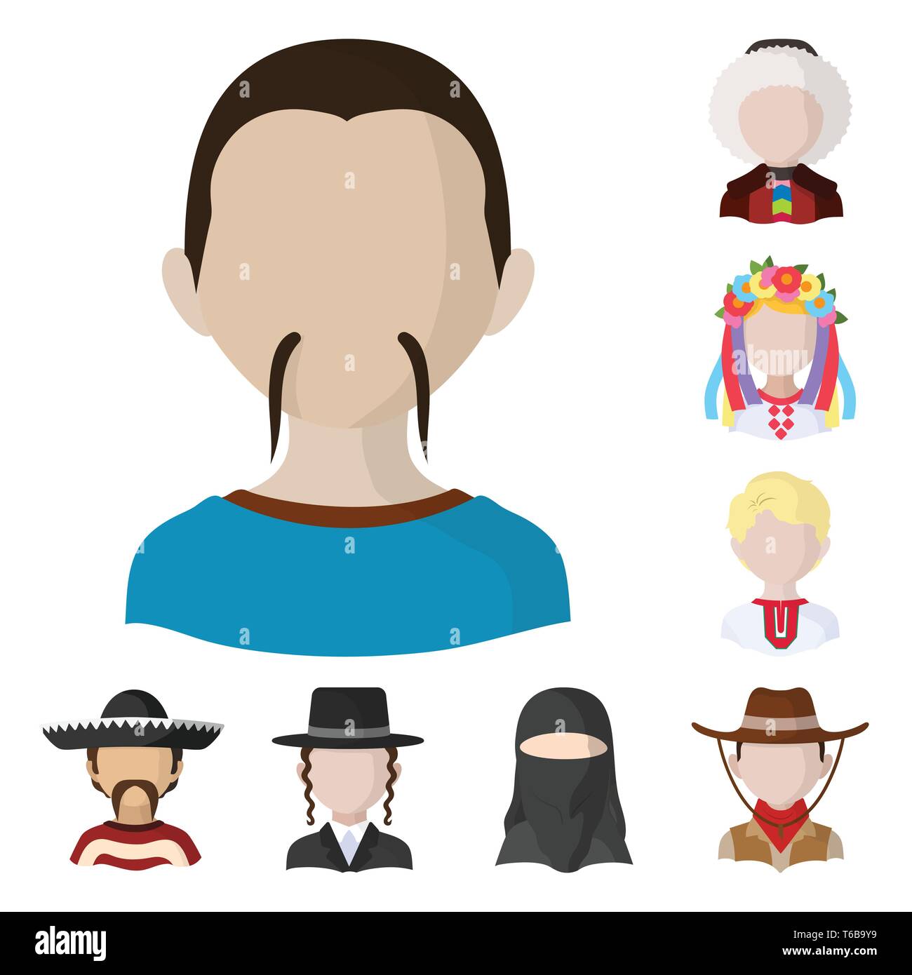 Vector illustration of nation and race sign. Collection of nation and ...