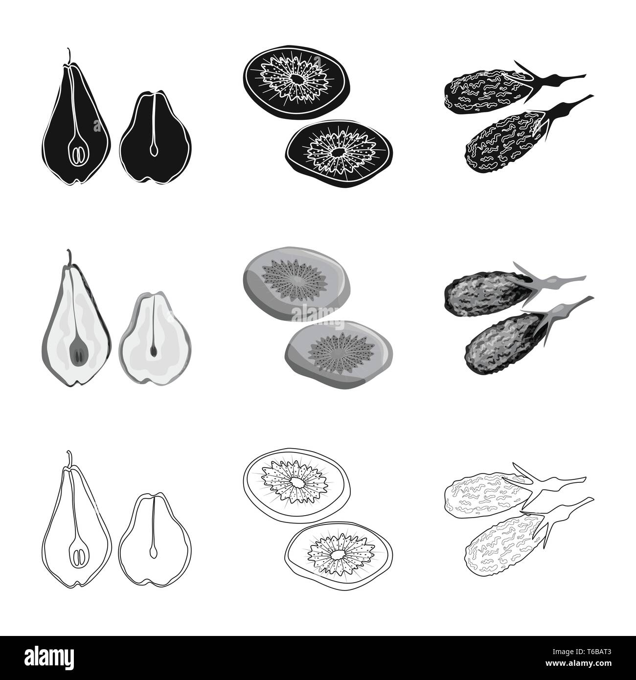Vector design of food and raw icon. Collection of food and nature stock ...