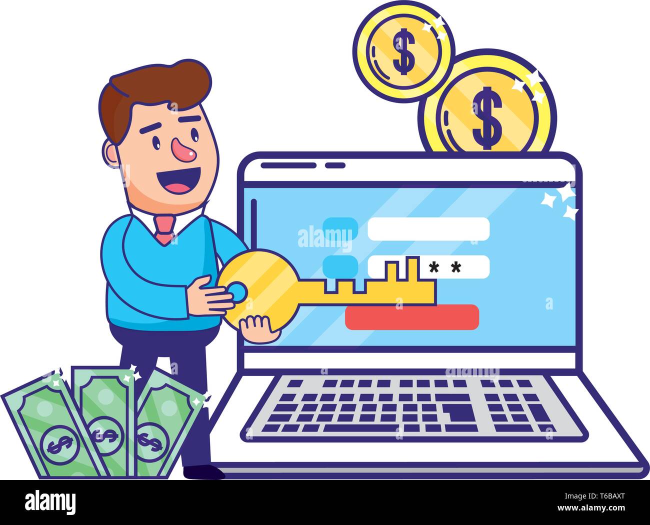 saving money finance concept with technology device and bank elements ...