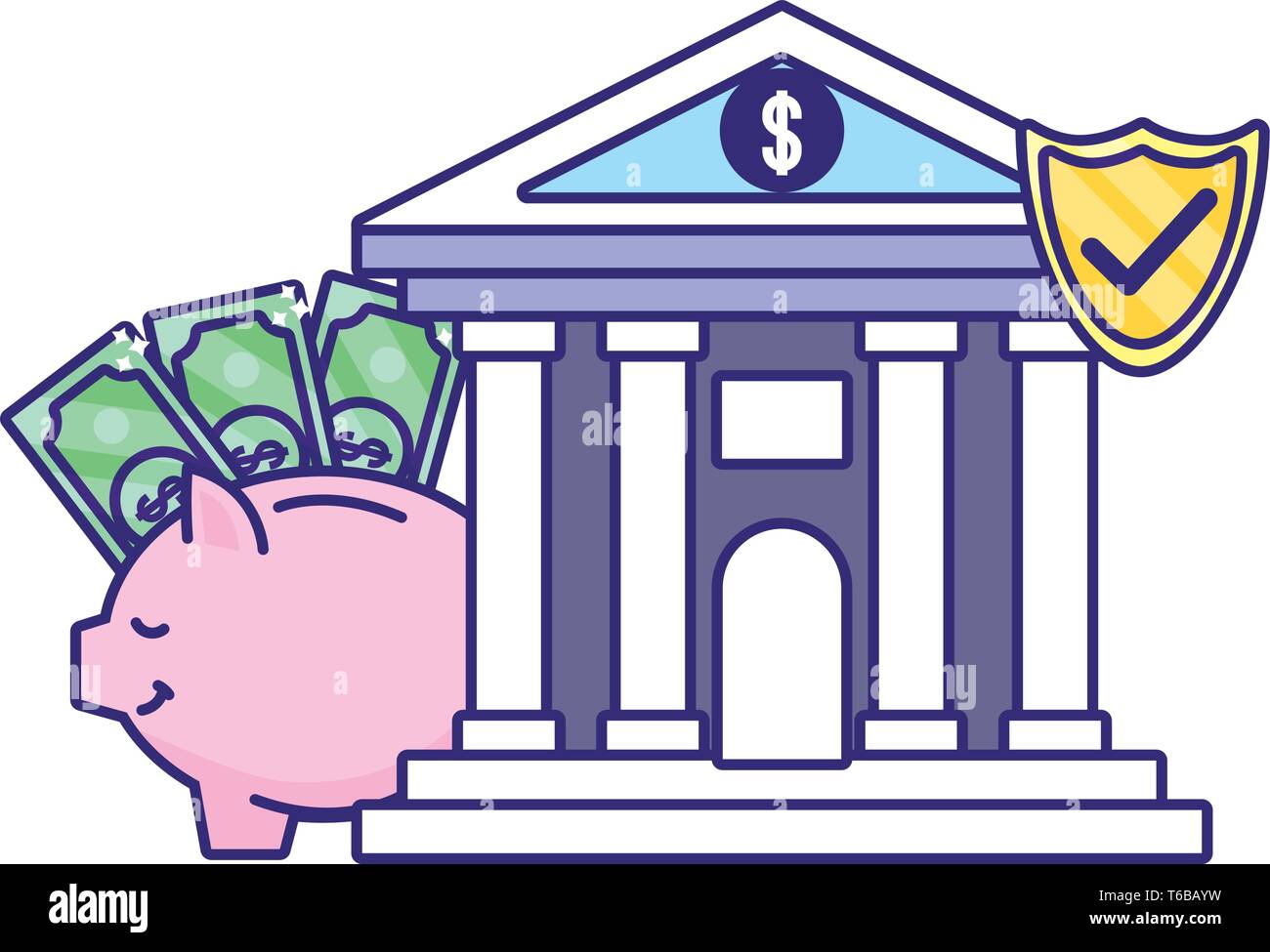 saving money business accounting bank with investment elements cartoon ...