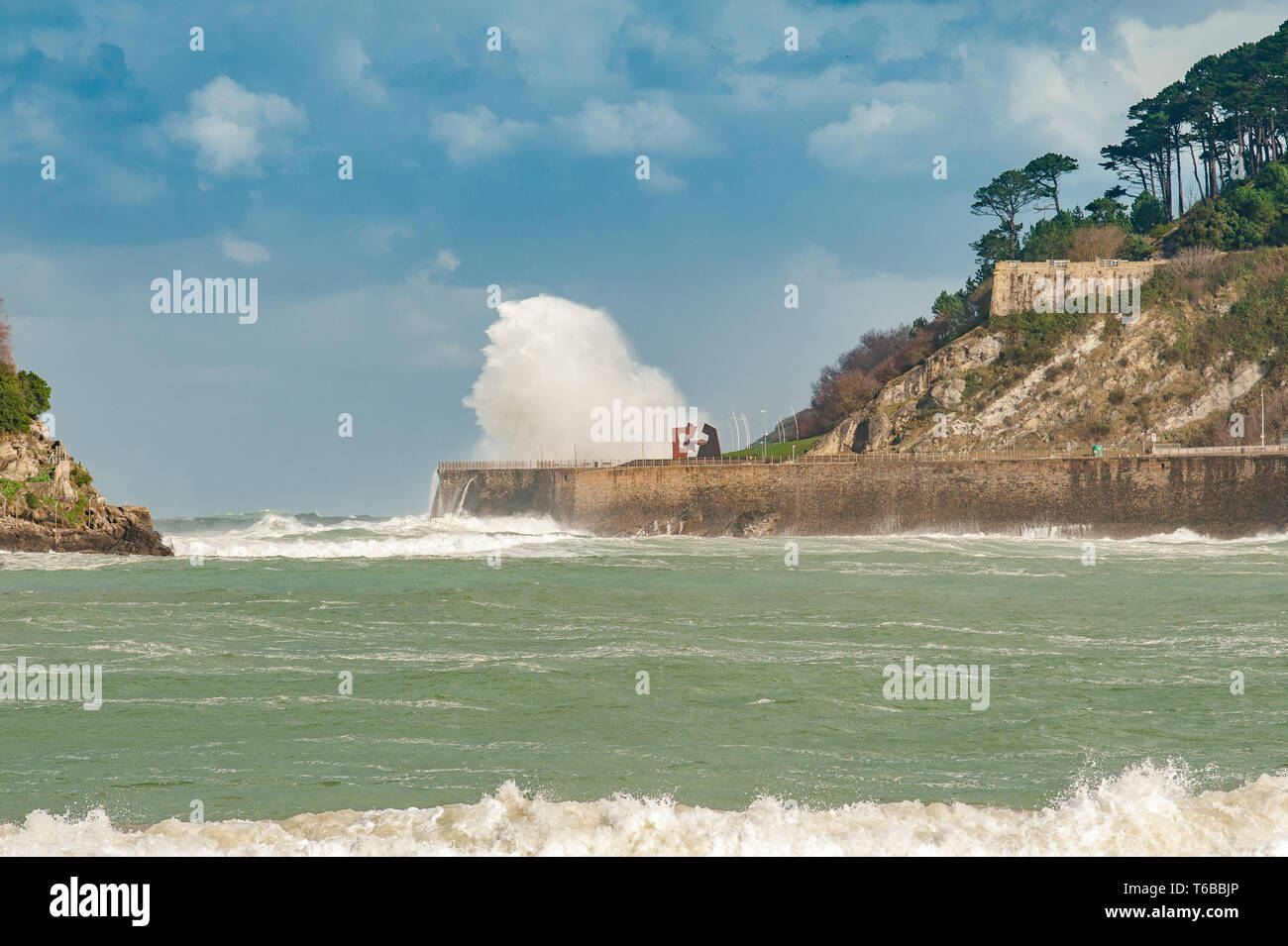 Giant waves in San Sebastian, Spain Stock Photo - Alamy