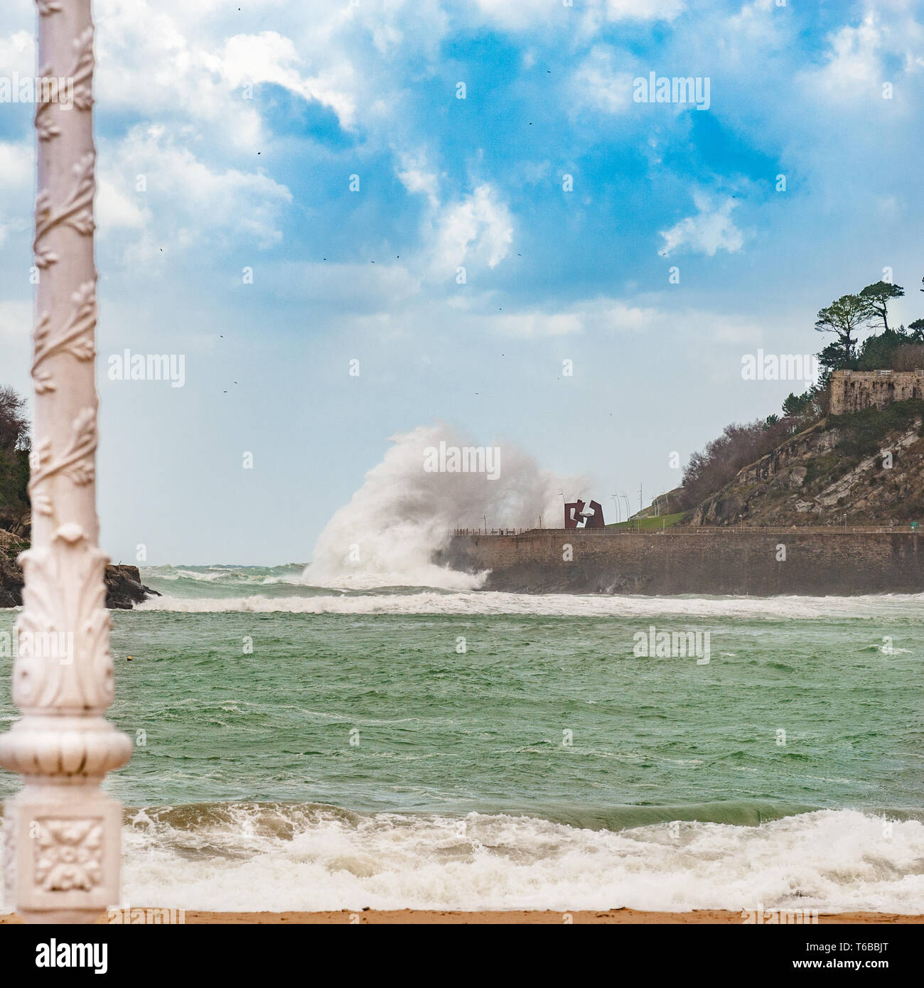 Giant waves in San Sebastian, Spain Stock Photo - Alamy