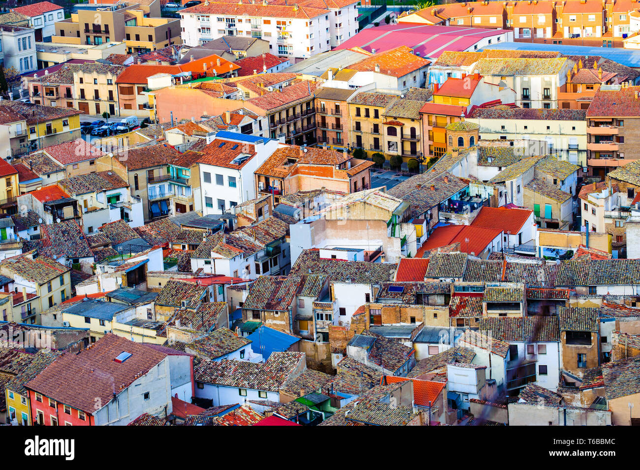 Colorful roofs of a Spanish village Stock Photo - Alamy
