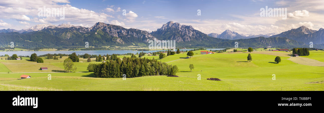 Idyllic south german landscape with lake and mountains hi-res stock ...