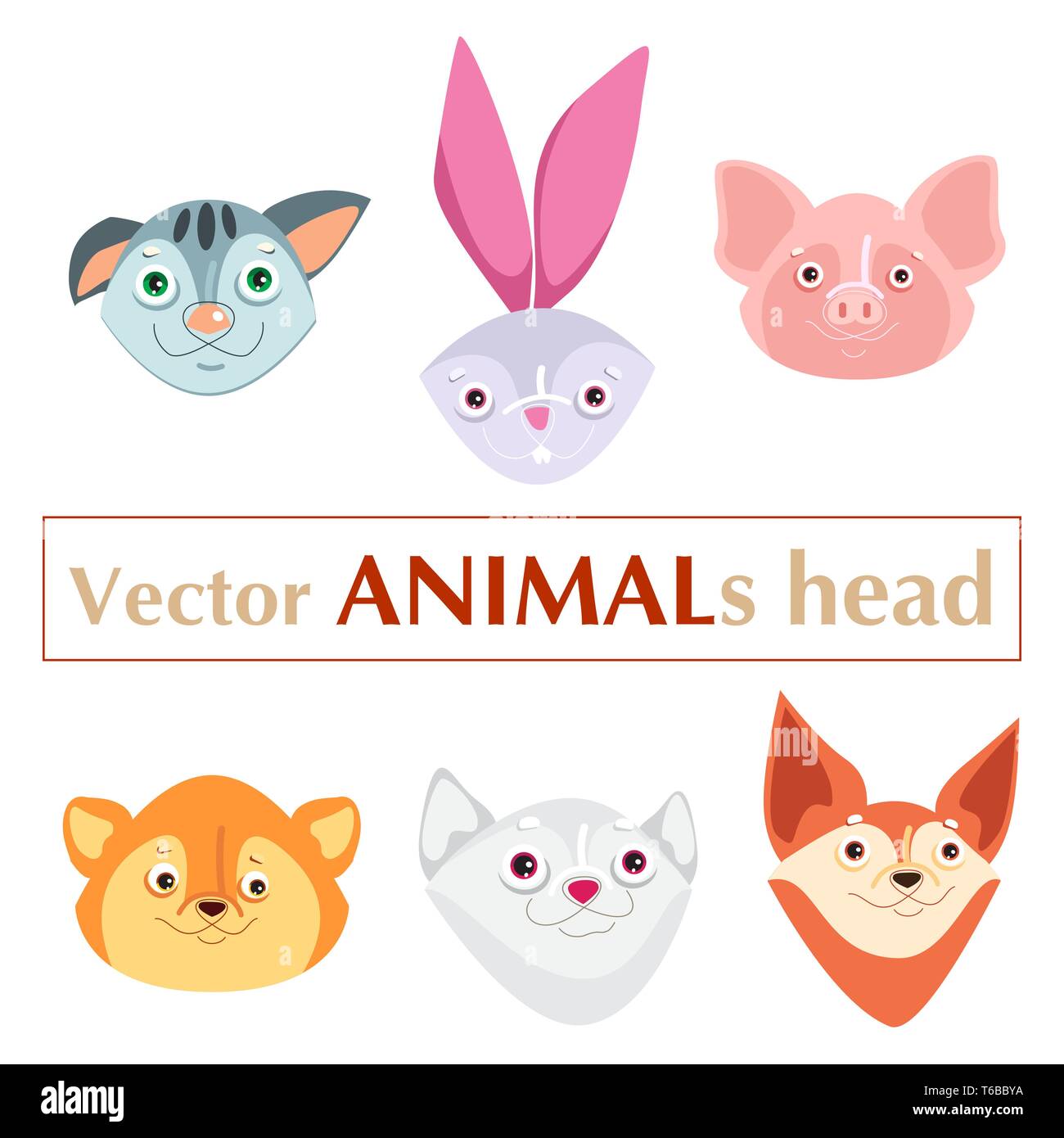 Cartoon wild animals heads set Stock Vector Images - Alamy