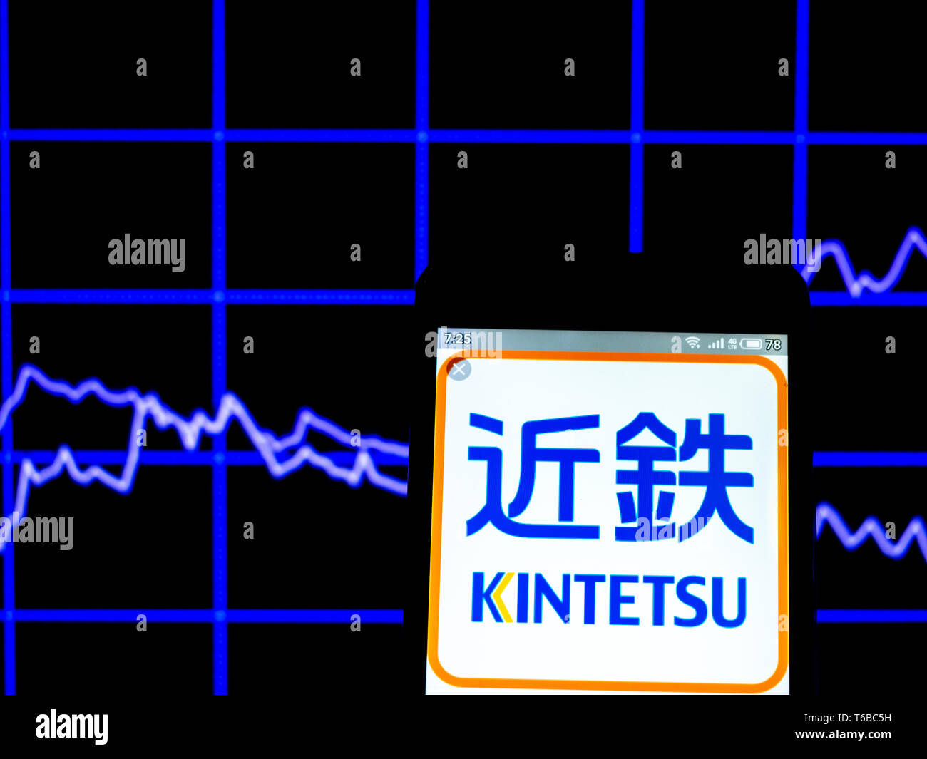 In this photo illustration a Kintetsu Group Holdings Co., Ltd. logo seen displayed on a smart ...