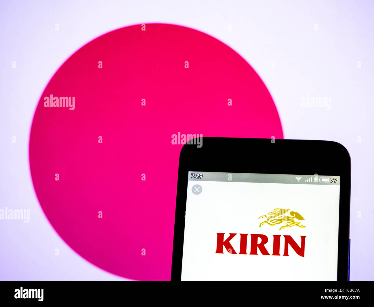In this photo illustration a Kirin Company, Limited logo seen displayed ...