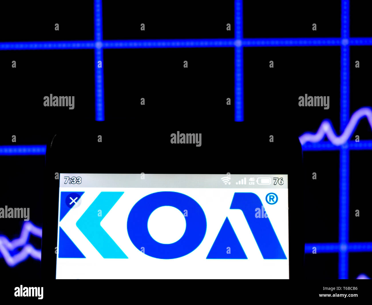In this photo illustration a KOA Corporation logo seen displayed on a ...