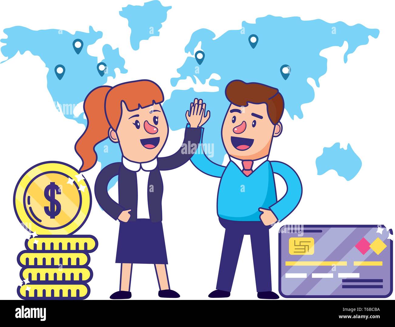 Banking teamwork financial planning worldwide locations currency money ...