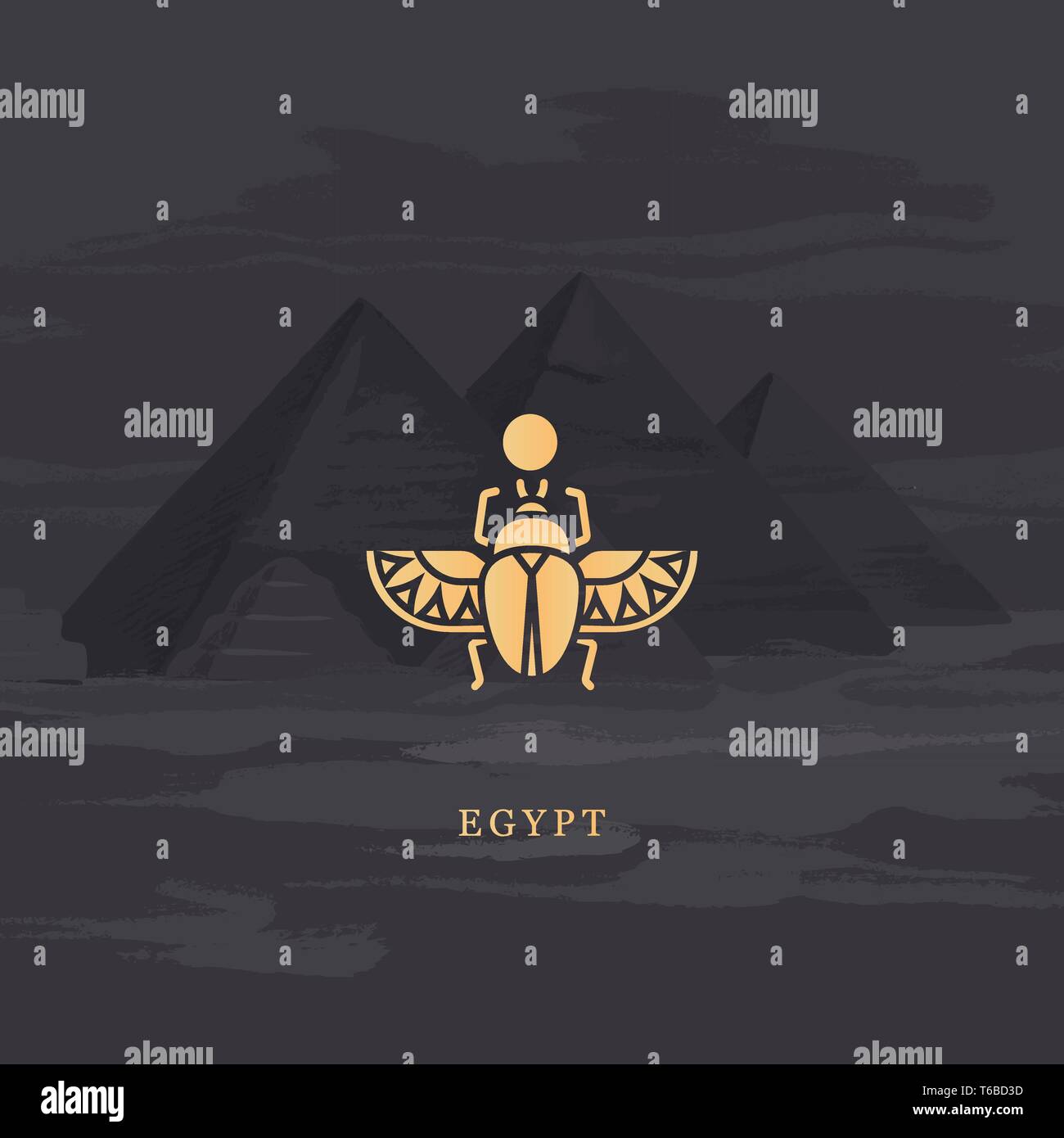 Vector drawing icon of Egyptian scarab beetle, personifying the god ...