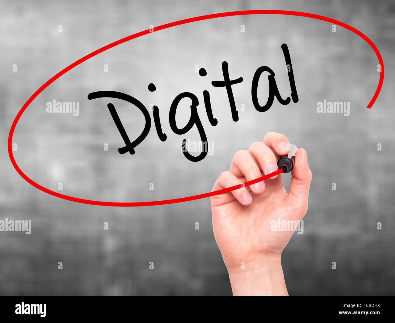 Man Hand writing Digital with black marker on visual screen Stock Photo ...