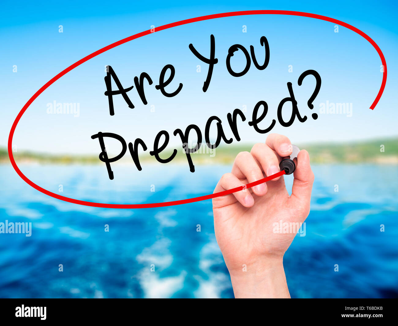 Man Hand writing Are you Prepared? with black marker on visual screen ...