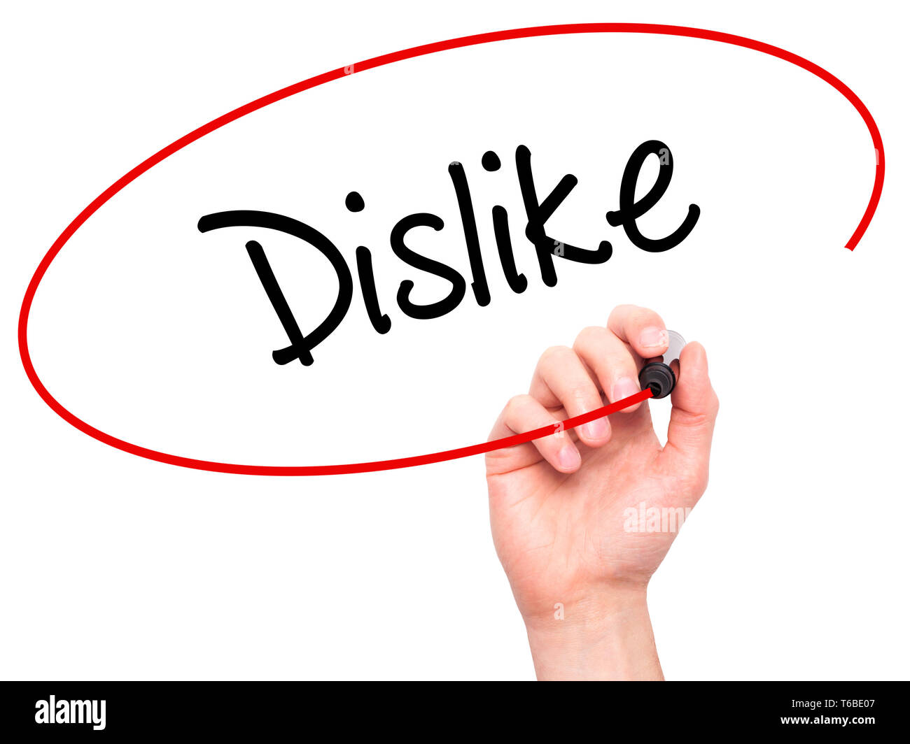 Man Hand writing Dislike with black marker on visual screen Stock Photo ...