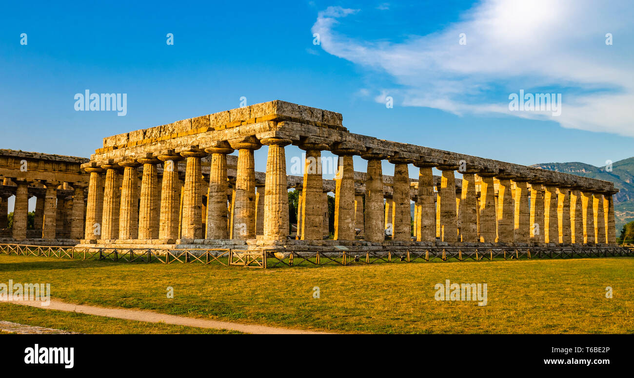 Archaeological site of Paestum , Temple of Neptune Stock Photo - Alamy
