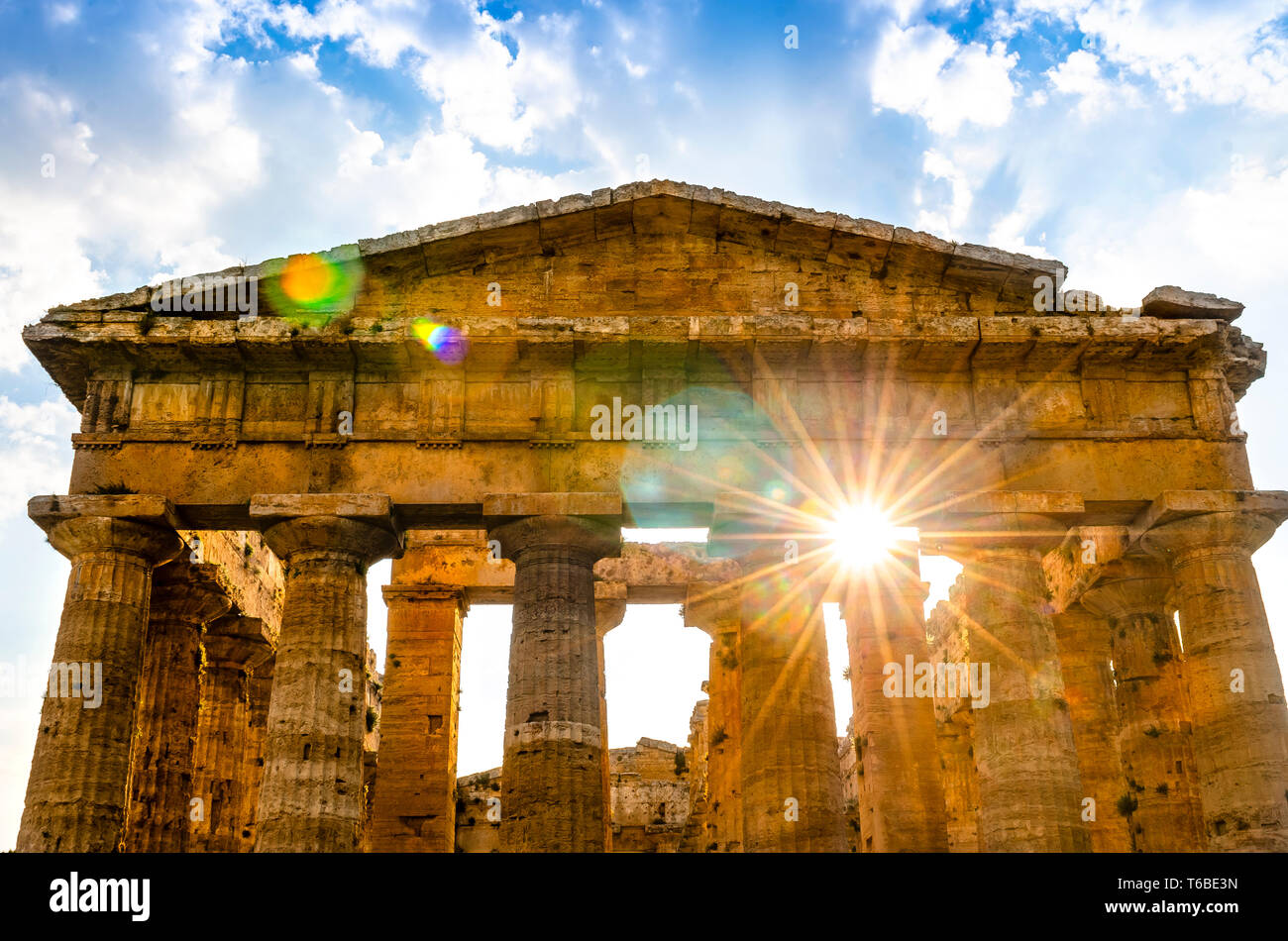 Archaeological site of Paestum , Temple of Neptune Stock Photo - Alamy
