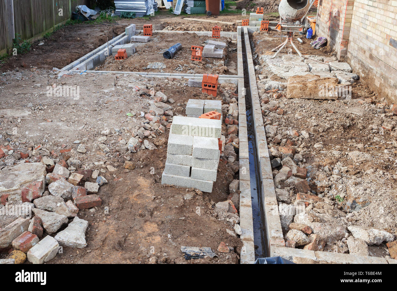 Foundation work of the house, blockwork, selective focus Stock Photo ...