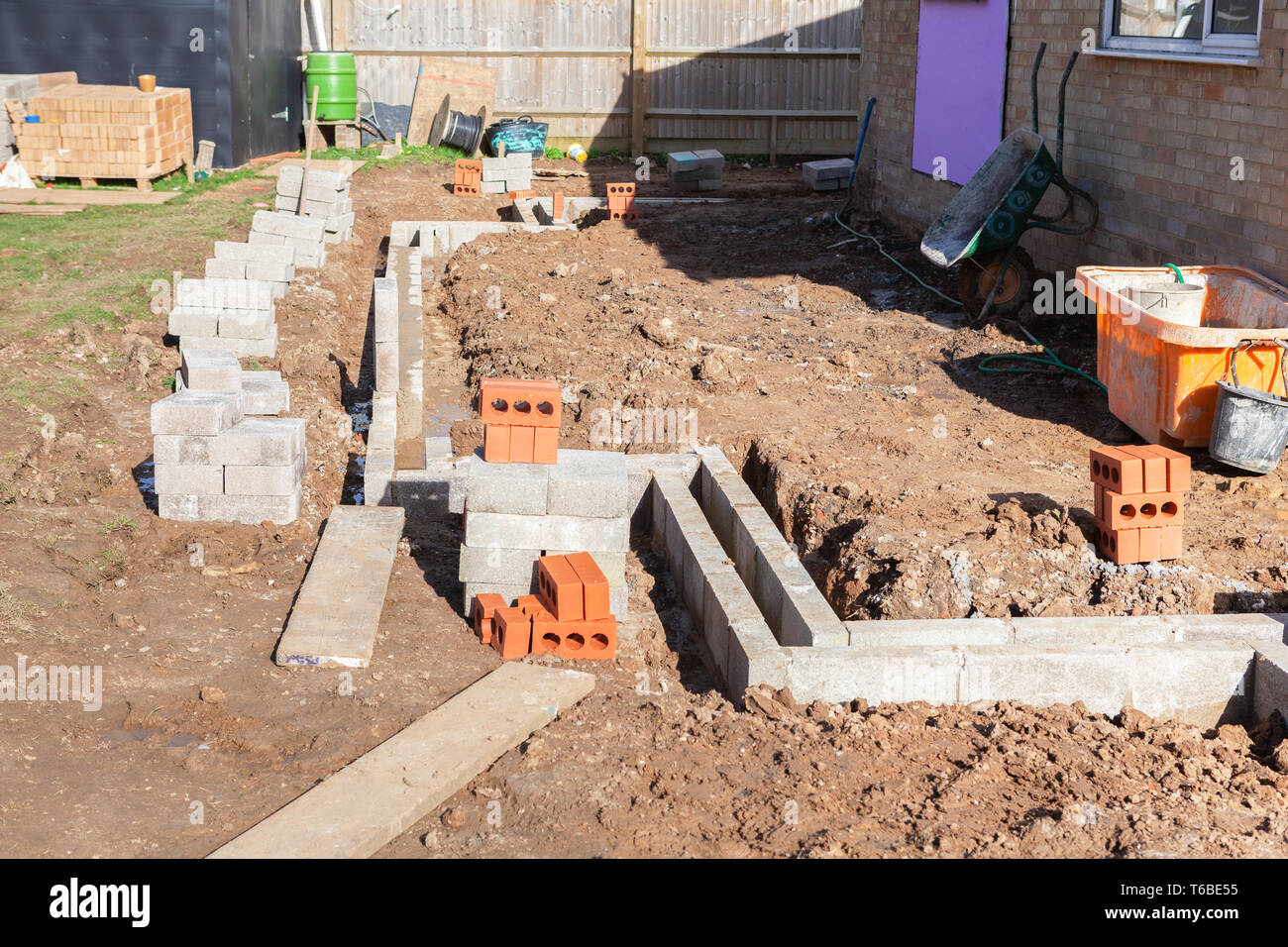 Foundation work of the house, blockwork, selective focus Stock Photo ...