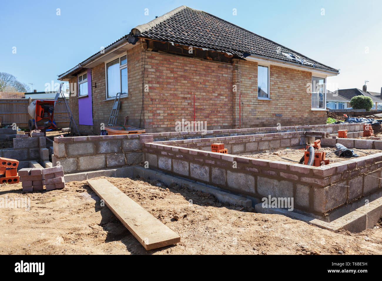 Foundation work of the house, blockwork, selective focus Stock Photo ...