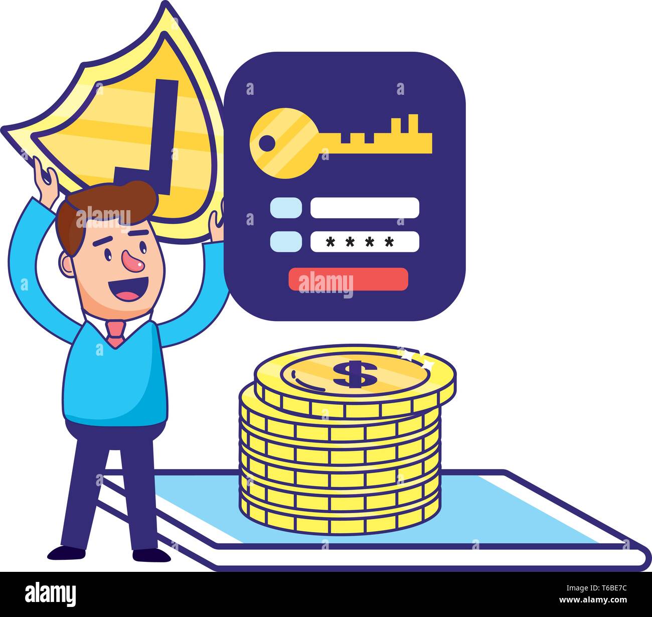 saving money finance concept with technology device and bank elements ...