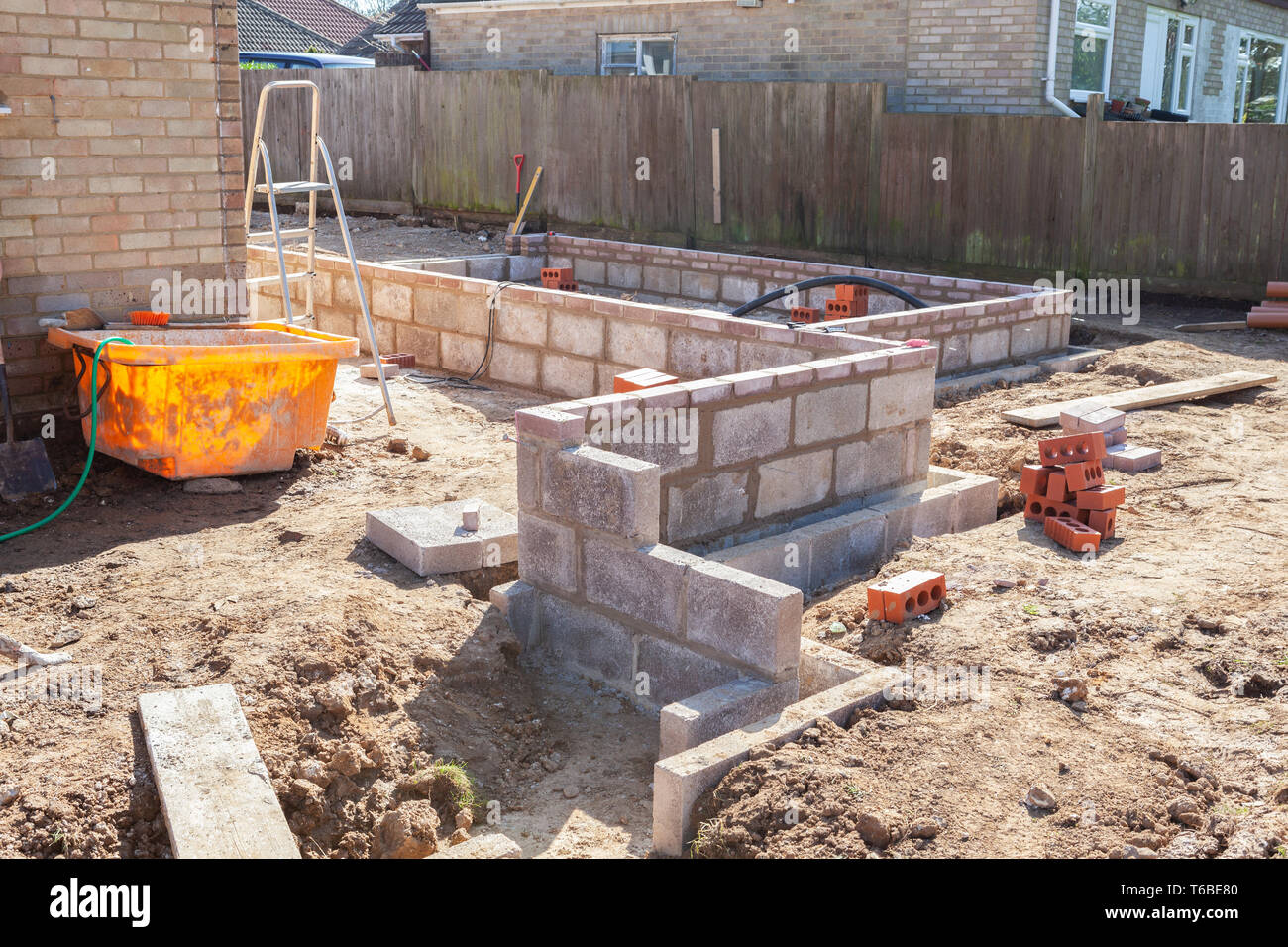 Foundation work of the house, blockwork, selective focus Stock Photo ...