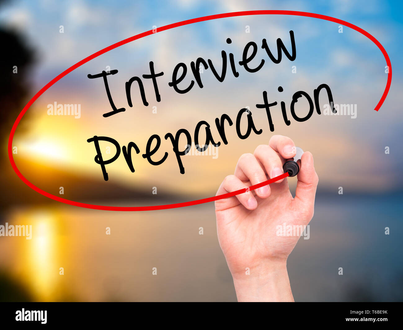 Man Hand writing Interview Preparation with black marker on visual ...