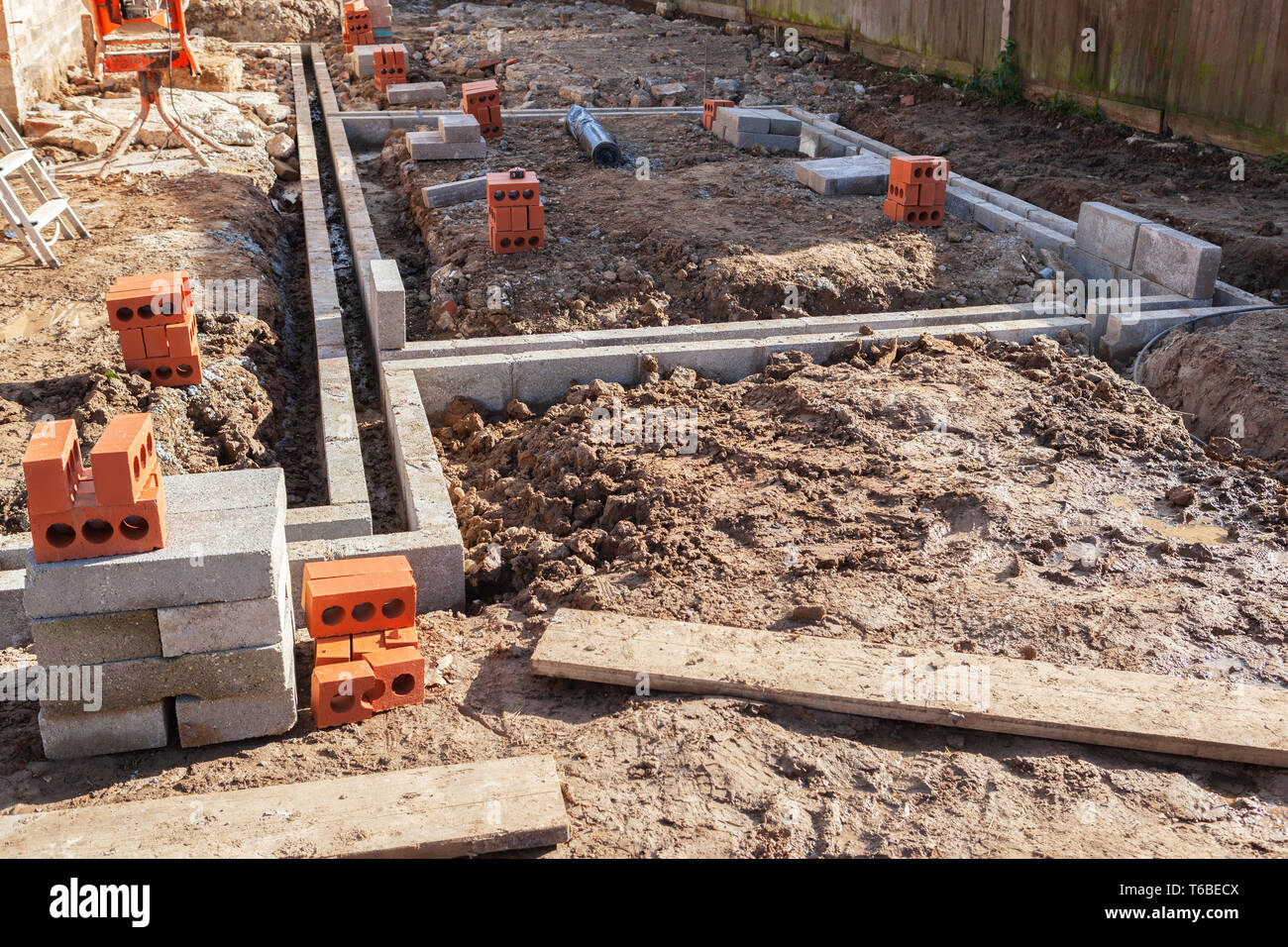 Foundation work of the house, blockwork, selective focus Stock Photo ...