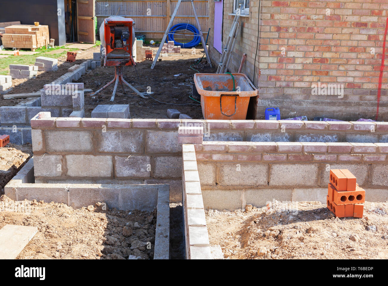Foundation work of the house, blockwork, selective focus Stock Photo ...