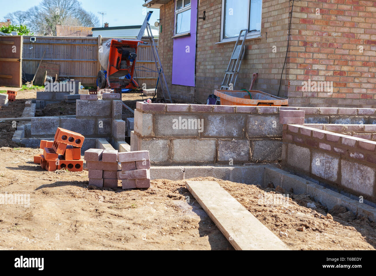 Foundation work of the house, blockwork, selective focus Stock Photo ...