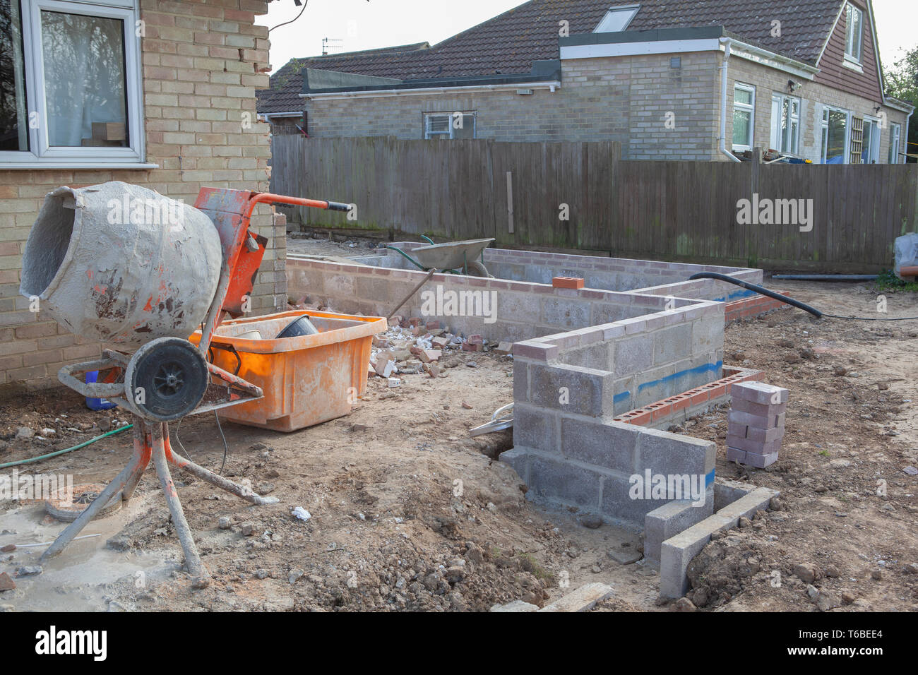Foundation work of the house, blockwork, selective focus Stock Photo ...